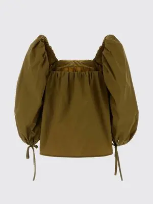 Saint Laurent Puff Sleeve Square Neck Top - Brown