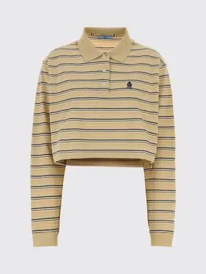 Prada Long Sleeve Striped Polo Shirt - Cream