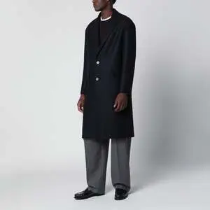 Harris Wharf London Navy Single-breasted Wool Coat - Blue