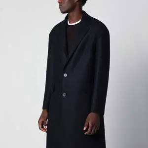Harris Wharf London Navy Single-breasted Wool Coat