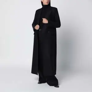 Harris Wharf London Long Double-breasted Wool Coat - Black