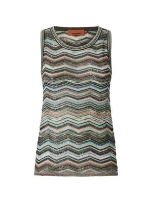 Missoni Zig Zag Knit Round Neck Sleeveless Top - Multicolor