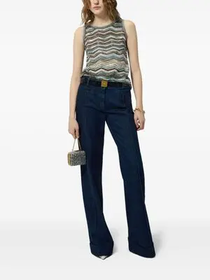 Missoni Zig Zag Knit Round Neck Sleeveless Top - Multicolor