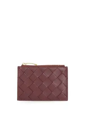 Bottega Veneta Woven Card Holder With Zip - Multicolor