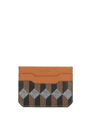 AU DEPART Printed Leather Card Holder - Brown