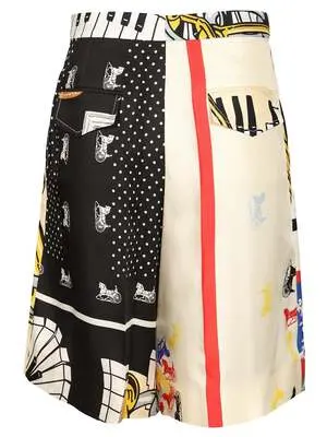 Celine Printed Silk Twill Wide-leg Shorts