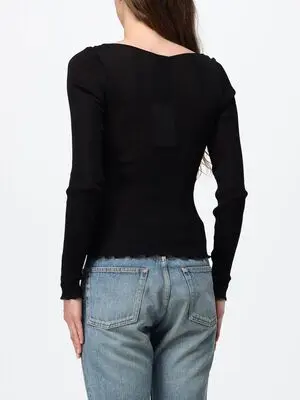Saint Laurent Ribbed Knit Top - Black