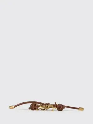 Saint Laurent Braided Leather Bracelet With Logo Charm - Black