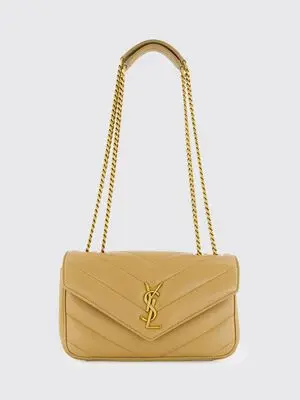 Saint Laurent Quilted Leather Crossbody Bag With Chain Strap - Brown