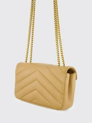 Saint Laurent Quilted Leather Crossbody Bag With Chain Strap - Brown
