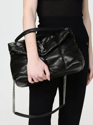 Saint Laurent Padded Quilted Shoulder Bag With Metal Chain - Black