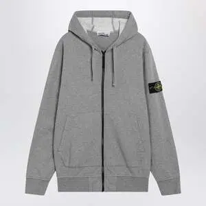 Stone Island Grey Melange Cotton Hoodie