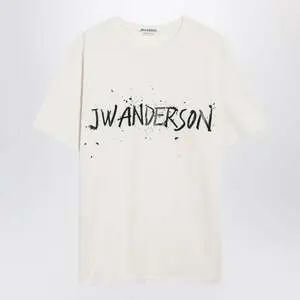 JW Anderson Circular T-shirt In Ecru Cotton - Cream
