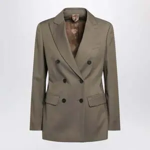 Max Mara MAX MARA Double Breasted Wool Gabardine Jacket Brown