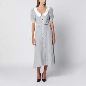 Alessandra Rich Printed Silk Midi Dress - Gray