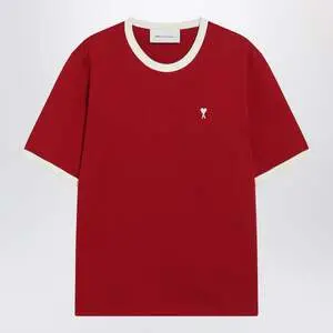 AMI Paris Ruby /ivory De Coeur Cotton T-shirt - Red