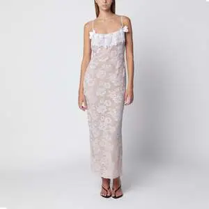 Alessandra Rich Lavender Lace Slip Dress - White