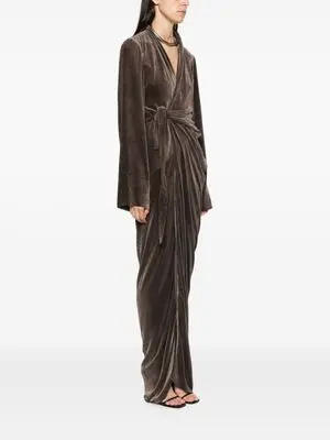 Rick Owens Velvet Draped Wrap Dress