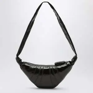 LEMAIRE Small Croissant Bag In Dark Coated Cotton