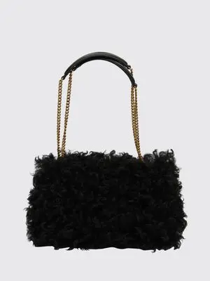 Saint Laurent Shoulder Bag Agnello With Gold Tone Logo - Black