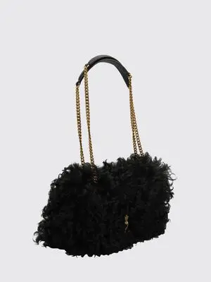 Saint Laurent Shoulder Bag Agnello With Gold Tone Logo - Black
