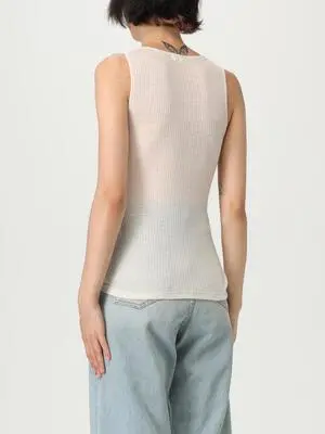 Saint Laurent Ribbed Tank Top With Logo Detail