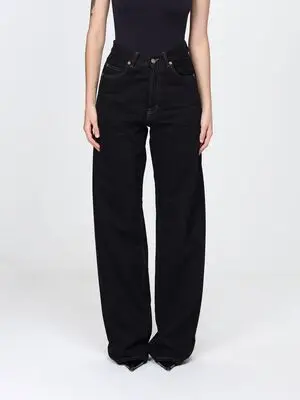 Saint Laurent High Rise Wide Leg Jeans - Black