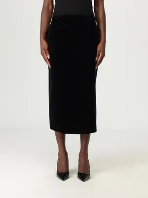 Saint Laurent SAINT LAURENT Velvet Midi Skirt Black