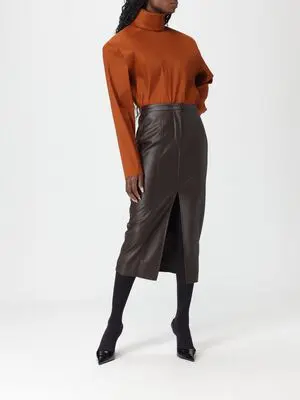 Saint Laurent Turtleneck Leather Top - Brown