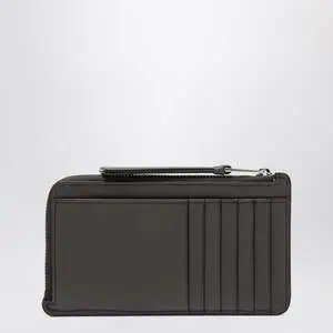 Loewe Puzzle Coin Purse With Card Holder In Dark Grey Leather