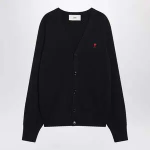 AMI Paris AMI PARIS Navy Merino Wool Ami De Coeur Cardigan Blue