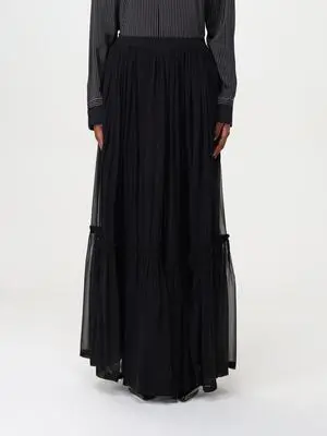 Saint Laurent Silk Tiered Skirt - Black