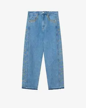 Isabel Marant Étoile Jorian Embroidered Barrel Fit Jeans - Light Blue