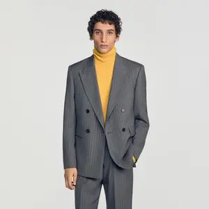 Sandro Striped Virgin Wool Jacket