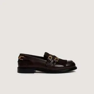 Sandro Buckle Loafers - Brown