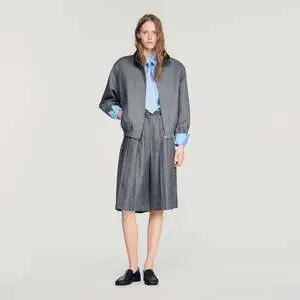 Sandro Check Wool Shorts - Dark Grey