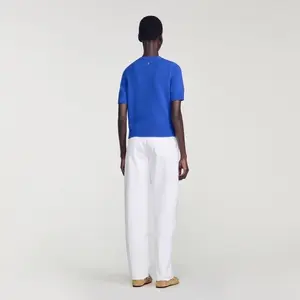 Sandro Short-sleeved Wool Sweater - Blue