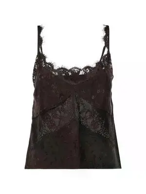 Pinko Lace-trim Jacquard Top - Black