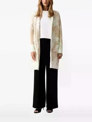 Joseph Ribkoff Floral-print Open-front Long Cardigan - Neutrals