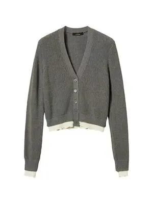TWINSET Scalloped-edge Ribbed Cardigan - Grey