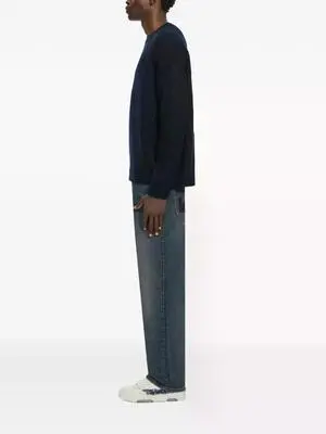 Off-White Arrow Embroidered Ribbed-knit Sweater - Blue