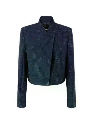Pinko Rhinestone Embellished Cropped Jacket - Blue
