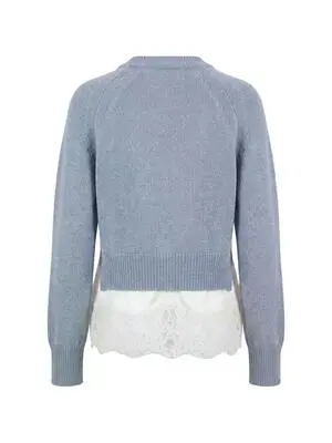 Ermanno Scervino Lace-trim Long-sleeve Sweater