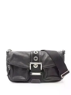 Prada 2010s Buckle-strap Pocket Shoulder Bag - Black