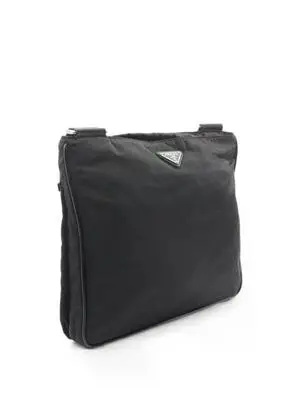 Prada 2000s Tessuto Saffiano Shoulder Bag - Black