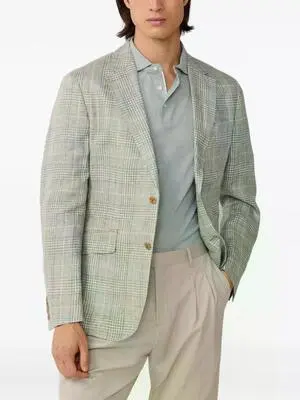 HACKETT LONDON Prince Of Wales-pattern Linen Blazer - Green