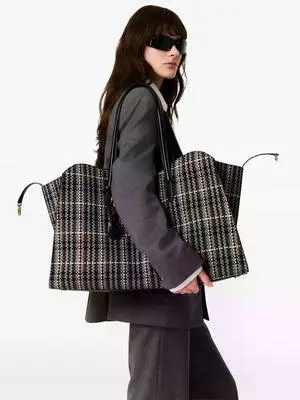 Stella McCartney Checked Woven Tote Bag - Black