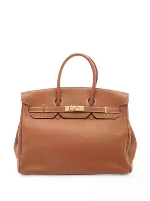 Hermès 2002 35 Birkin Clemence Leather Tote Bag - Brown