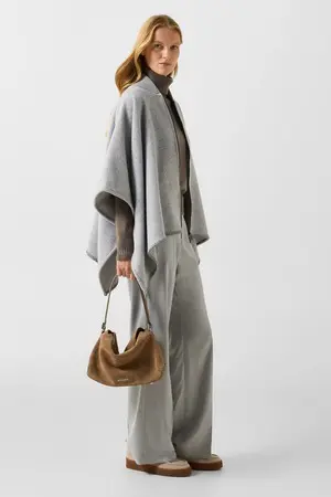 Bogner Nellie Wool Mix Poncho - Light Gray