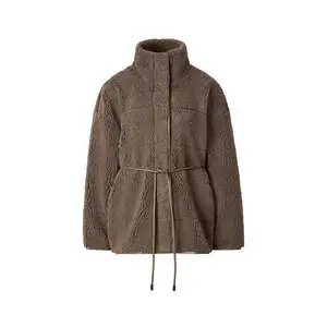 Bogner Kimberly Teddy Jacket With Faux Leather Trim - Gray-brown
